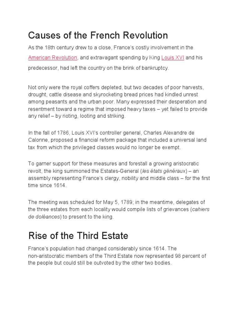 Causes of The French Revolution | PDF | Reign Of Terror | French Revolution