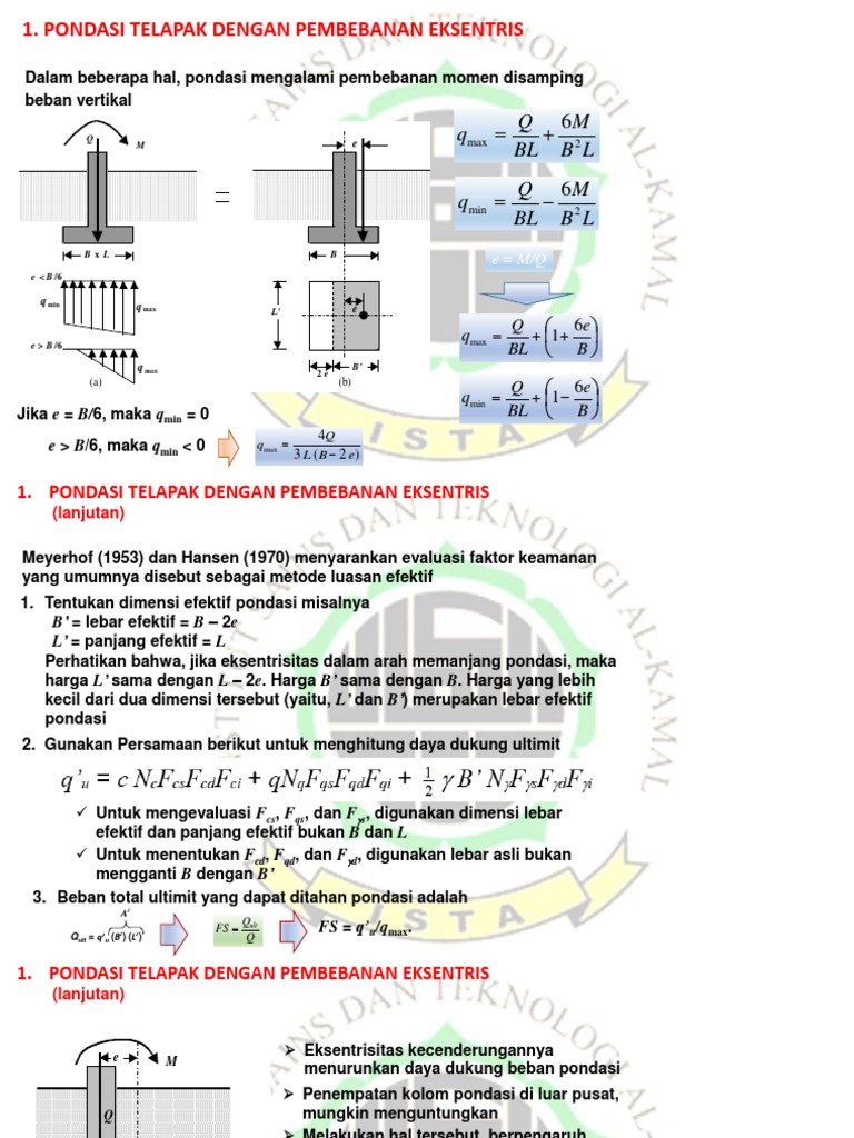 Pondasi Telapak dengan Pembebanan Eksentris | PDF