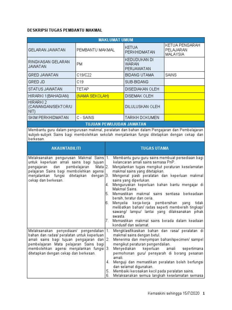 JD Pembantu Makmal C19 | PDF