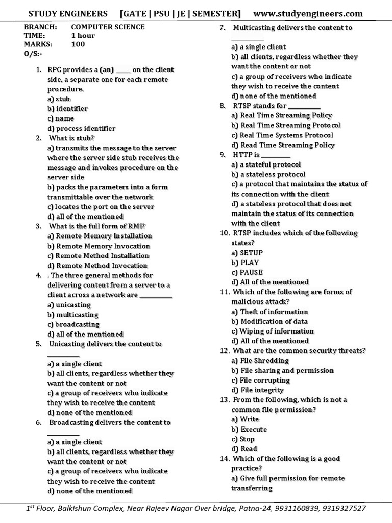 Cse Test 2 | PDF | Osi Model | Computer Network