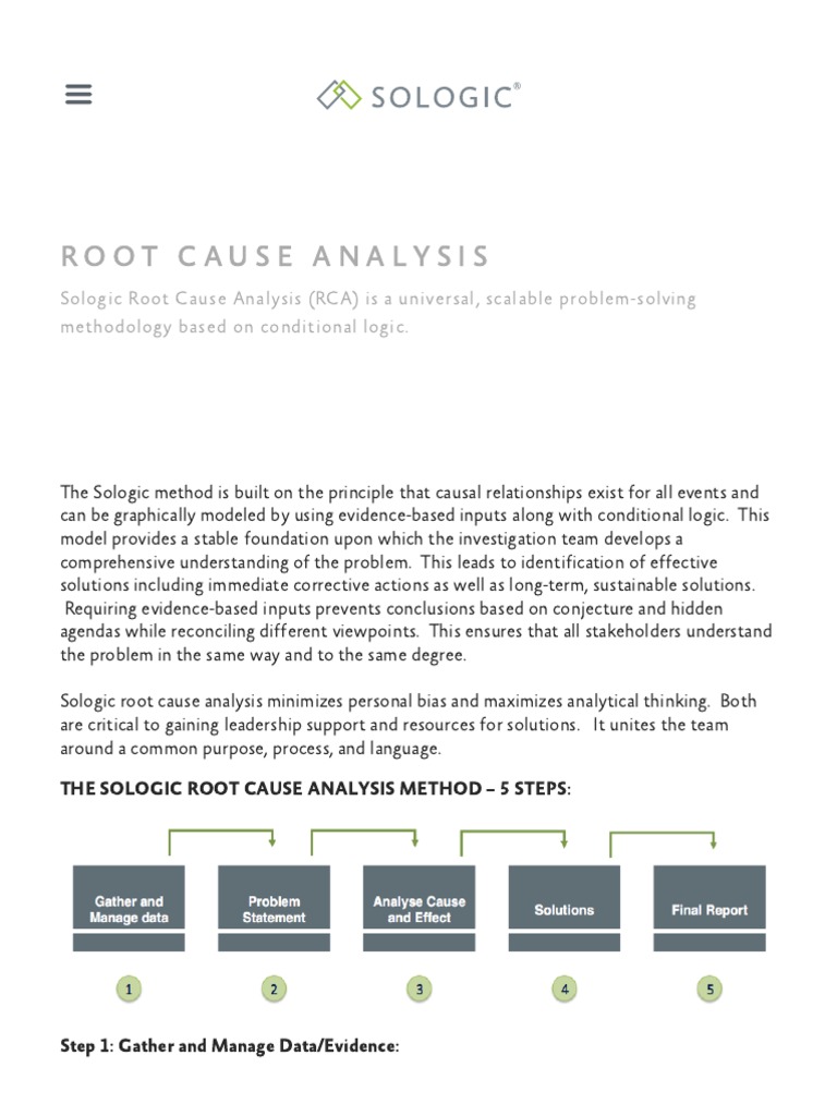 Root Cause Analysis Method - 5 Steps in Sologic RCA PDF | PDF ...