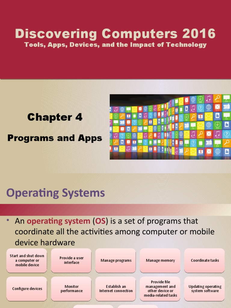 Discovering Computers 2016: Programs and Apps | PDF | Operating System | Mobile App