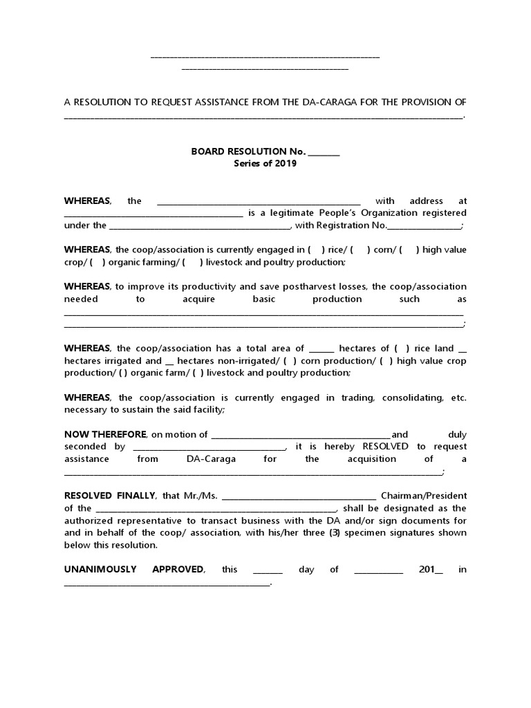 Board Resolution - Planting Materials & Equipment | PDF | Industries ...
