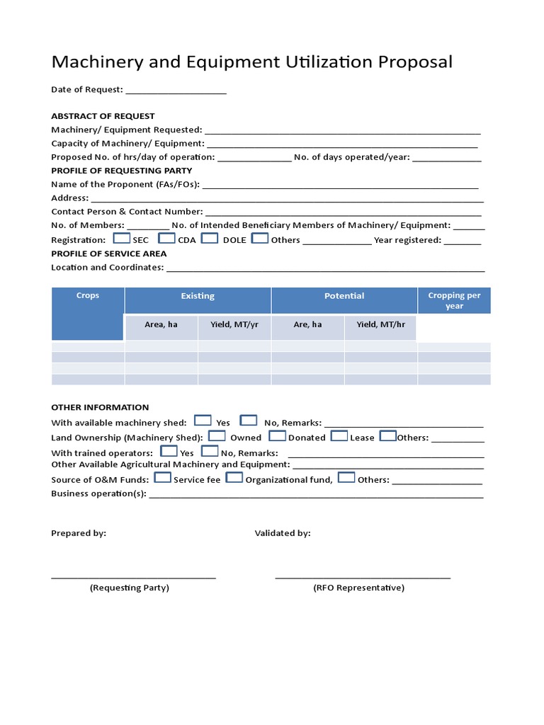 Machinery Utilization Proposal | PDF | Technology & Engineering