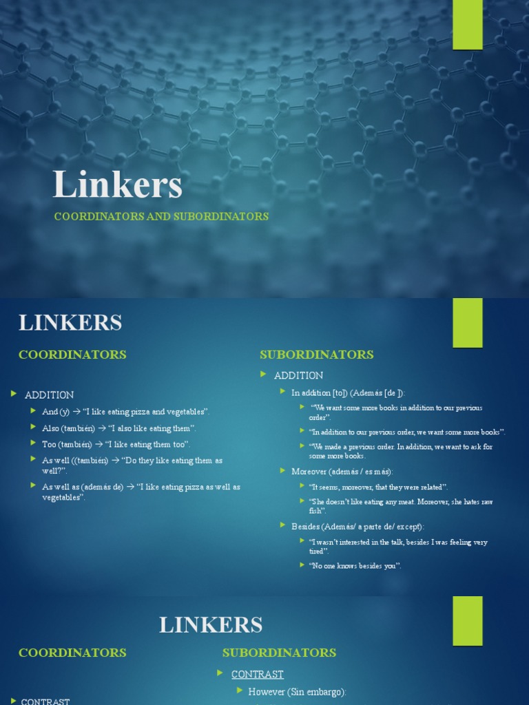 Linkers: Coordinators and Subordinators | PDF | Syntax | Grammar