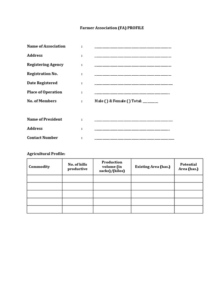 Farmer Association (FA) PROFILE | PDF