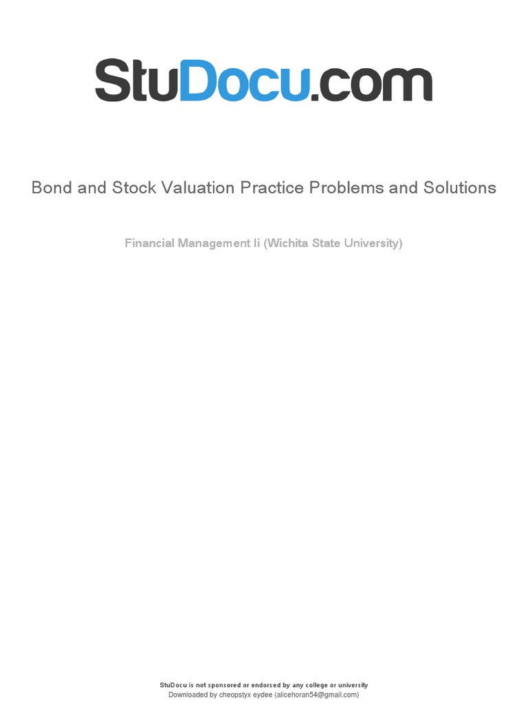 Bond and Stock Valuation Problems | PDF | Bonds (Finance) | Bond Credit ...