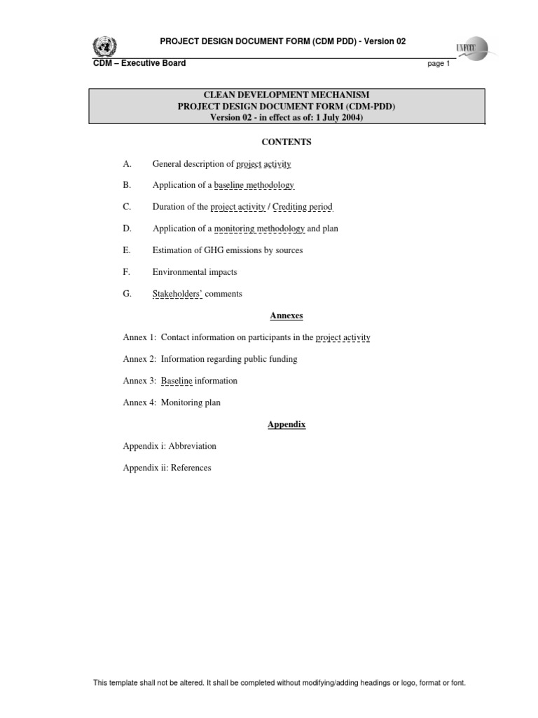Project Design Document Form (CDM PDD | PDF | Clean Development ...