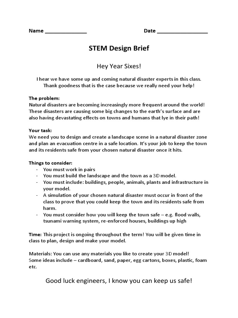 Stem Design Brief | PDF