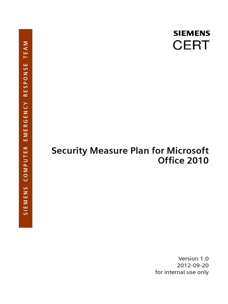 CERT Office2010 Measure Plan | PDF | Microsoft Office 2010 | Windows ...