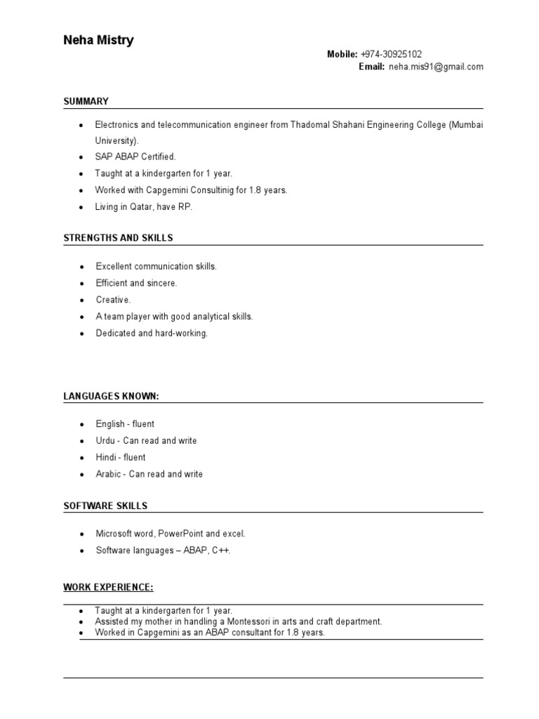 Neha Resume | PDF
