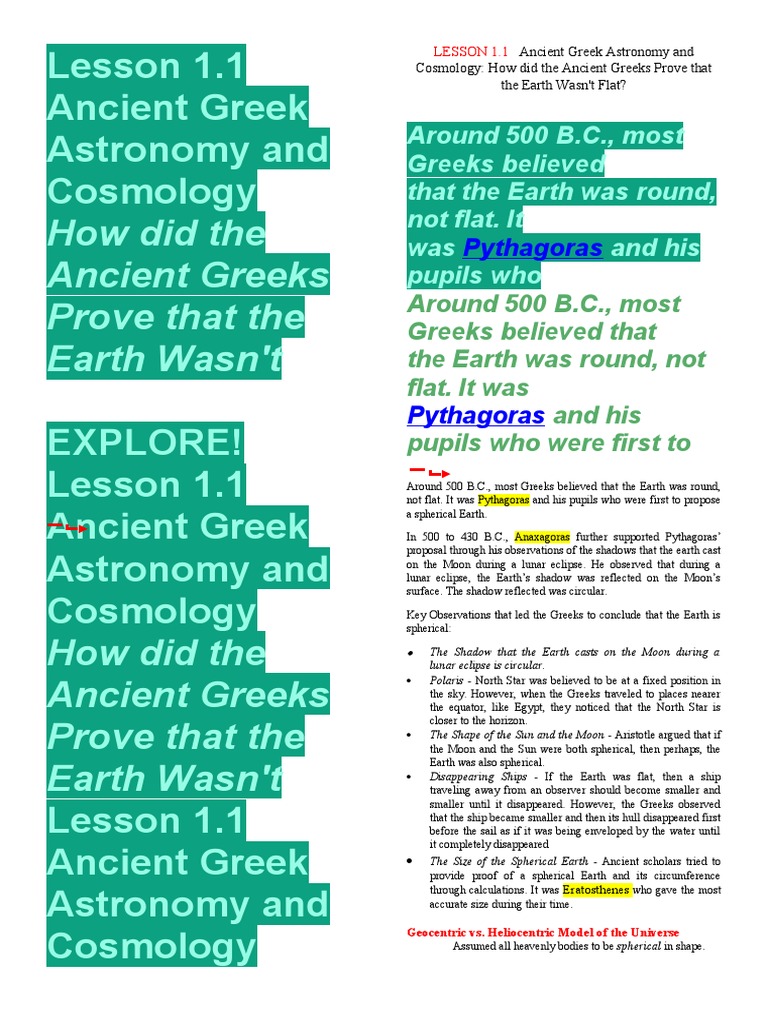 Ancient Greeks: Proving a Round Earth | PDF | Heliocentrism | Ancient ...