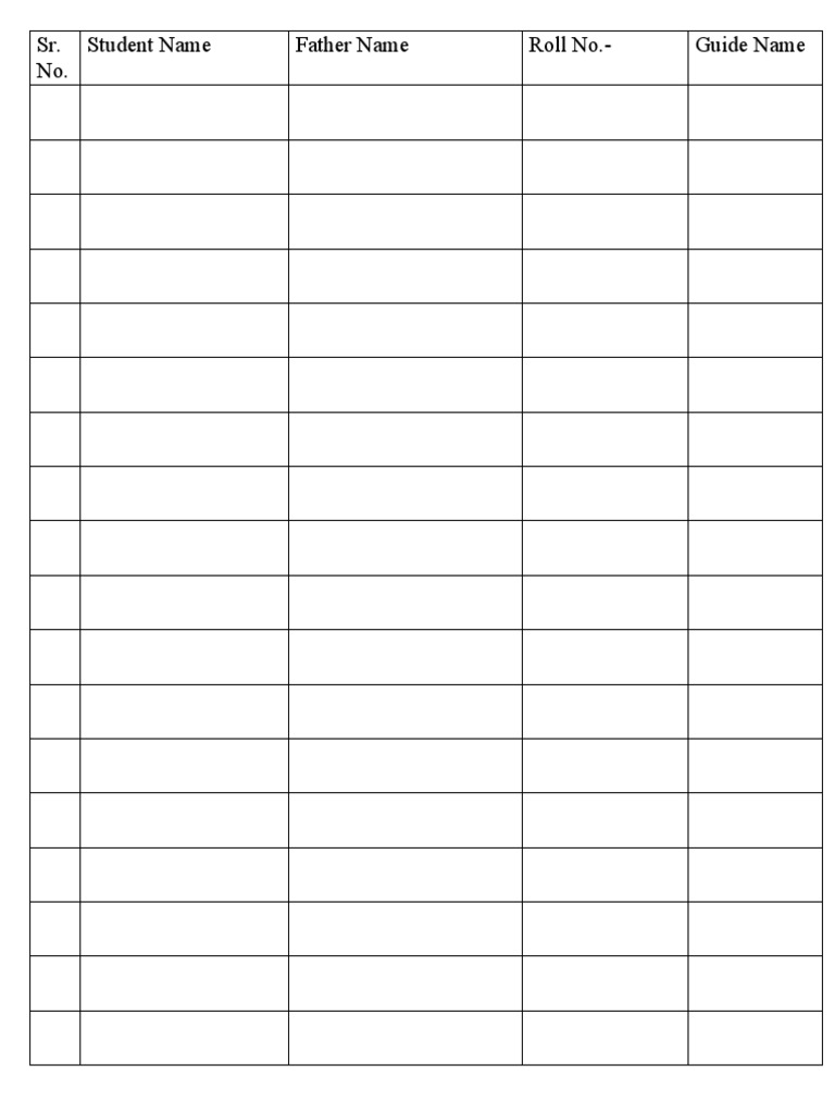 Sr. No. Student Name Father Name Roll No.-Guide Name | PDF