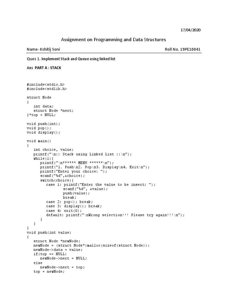 Assignment Ii Pdf Software Engineering Algorithms And Data Structures