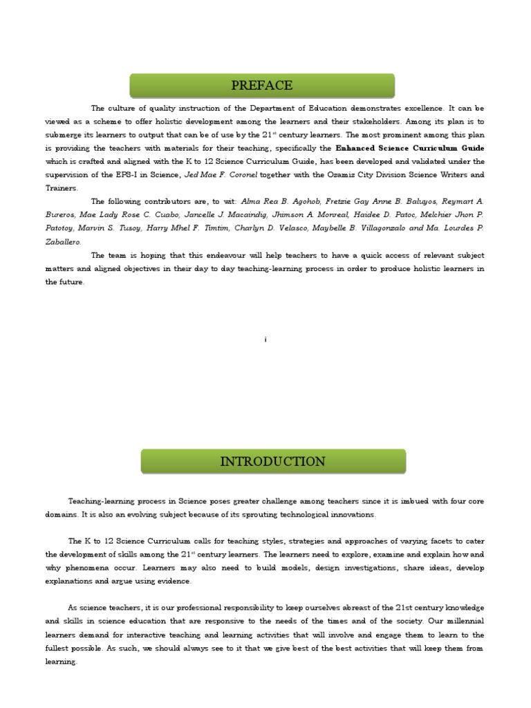 INTRODUCTION Science | Download Free PDF | Learning | Curriculum