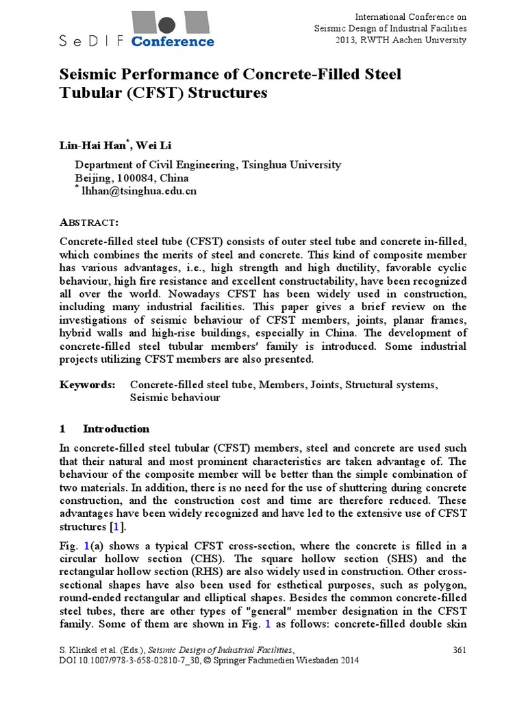 Seismic Performance of Concrete-Filled Steel Tubular (CFST) Structures ...