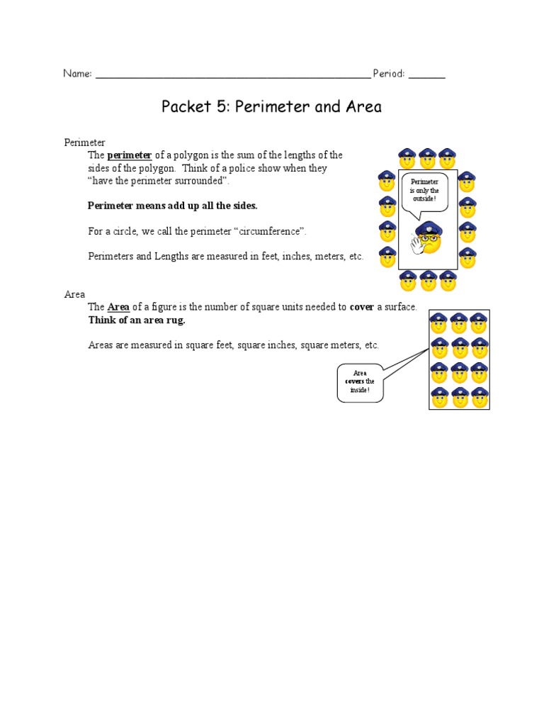 Packet 5 Perimeter and Area | PDF | Area | Elementary Geometry