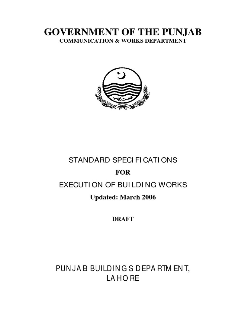 Draft Specification For Execution of Work PDF | PDF | Masonry | Door