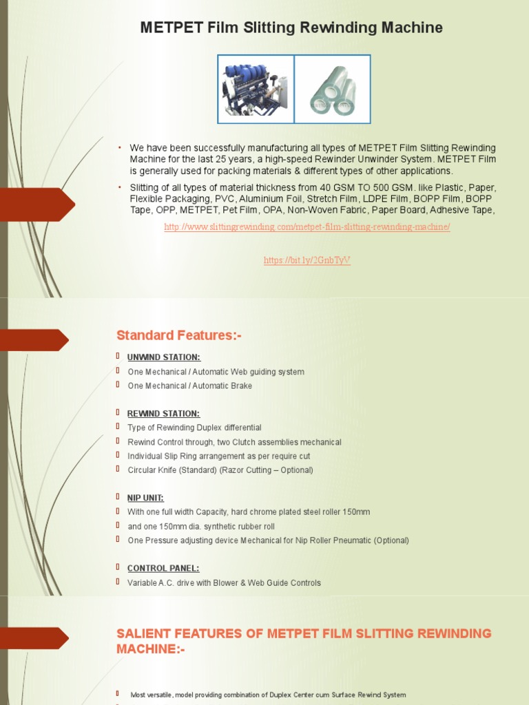 METPET Film Slitting Rewinding Machine | PDF | Clutch | Machines