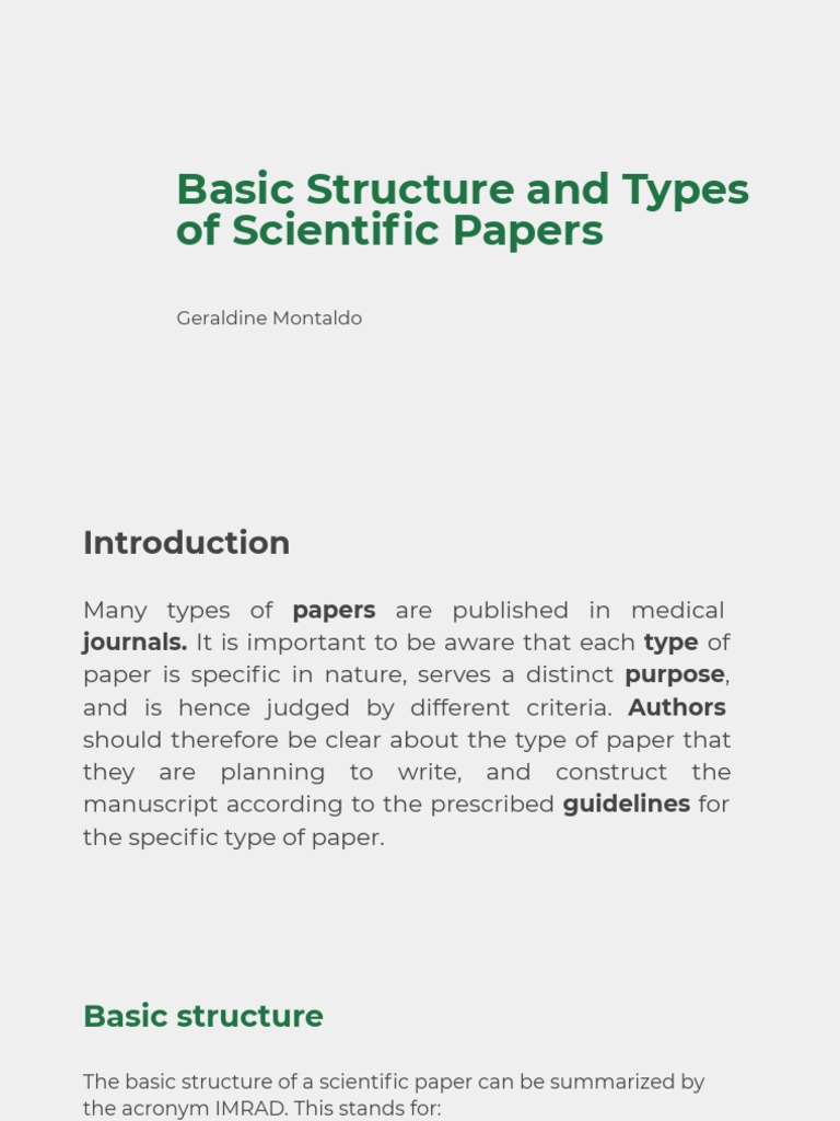 Basic Structure and Types of Scientific Papers PDF | PDF | Inquiry ...