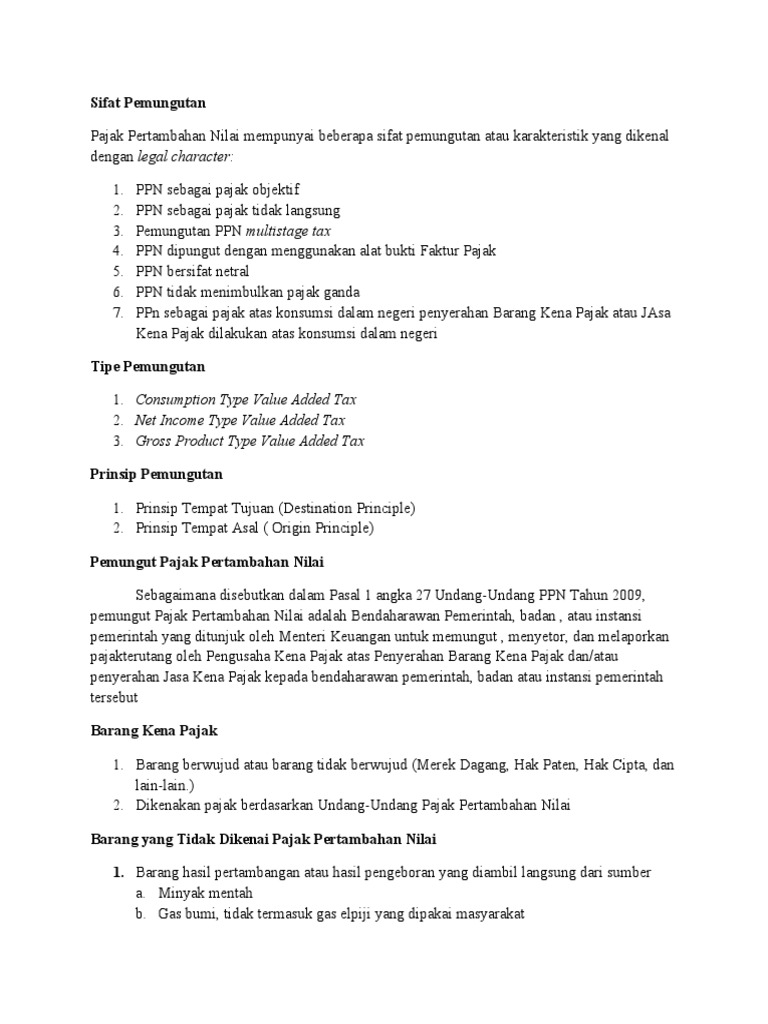 Sifat dan Prinsip Pemungutan PPN | PDF