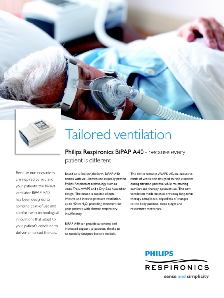 Philips Bipap A40 High End Bipap Transport Ventilator PDF | PDF ...