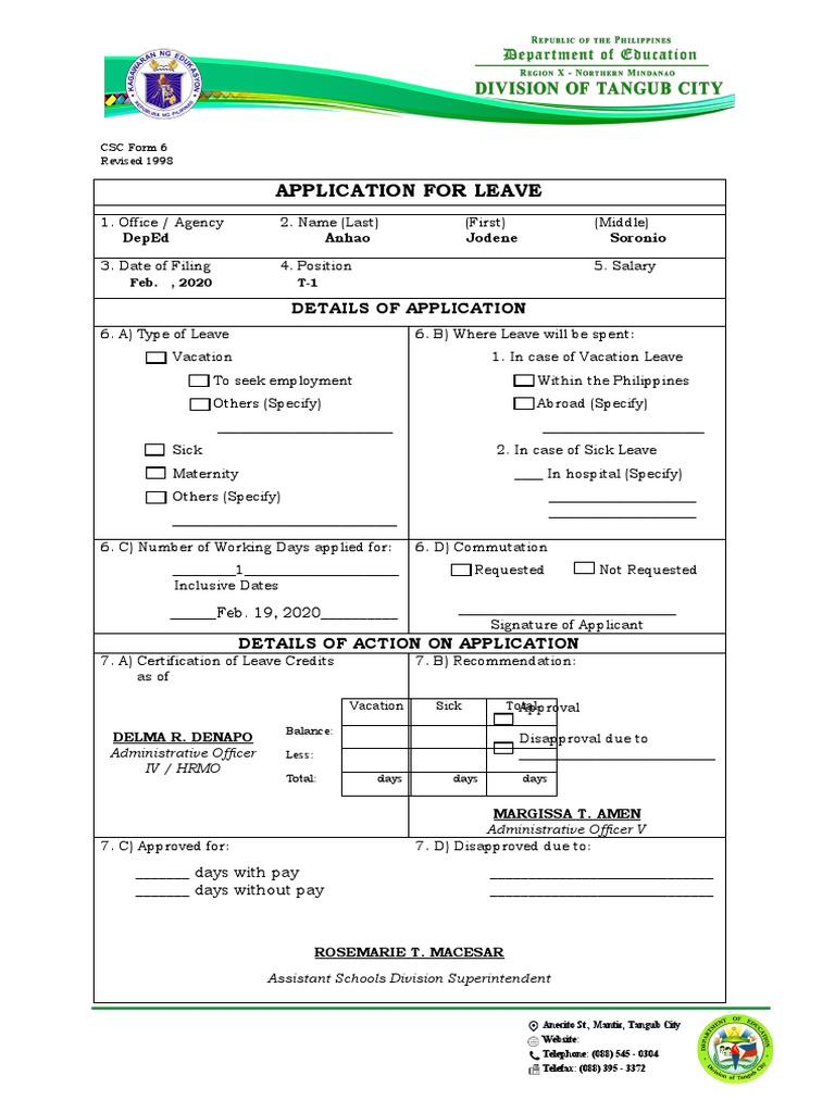 NEW Leave Form 2020 | PDF | Government | Business