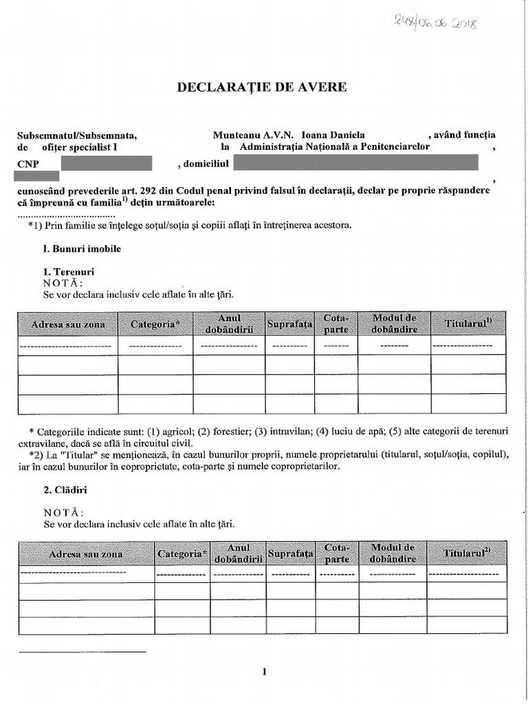 Declaratie de Avere Munteanu Ioana Daniela PDF | PDF