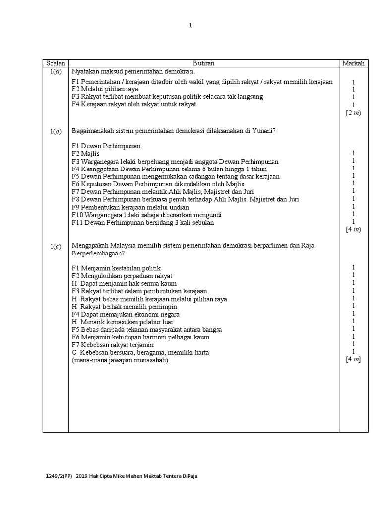 Peraturan Pemarkahan Percubaan SPM 2019 | PDF