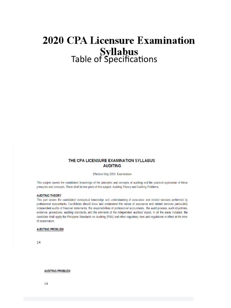 CPA Exam Syllabus 2020 | PDF