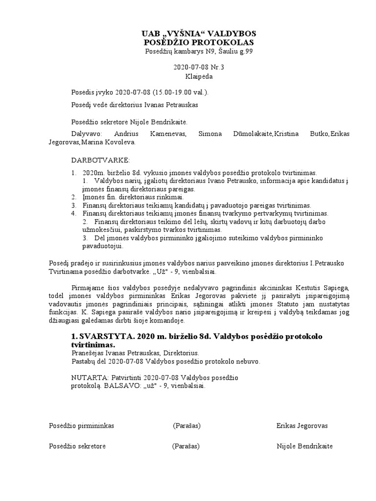 Posedzio Protokolas | PDF
