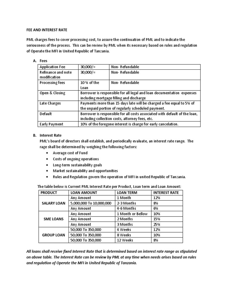 Fee & Interest | PDF | Refinancing | Interest