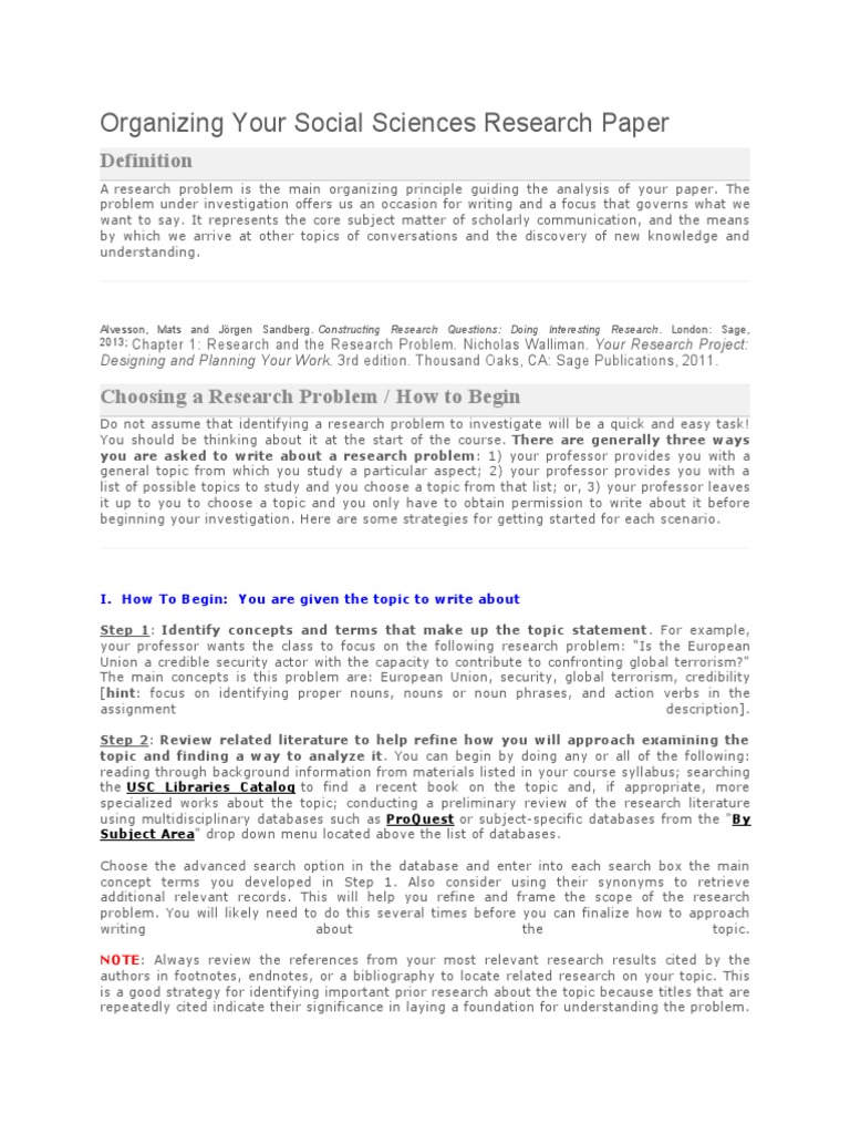 Week 3 - Organizing Your Social Sciences Research Paper | PDF ...