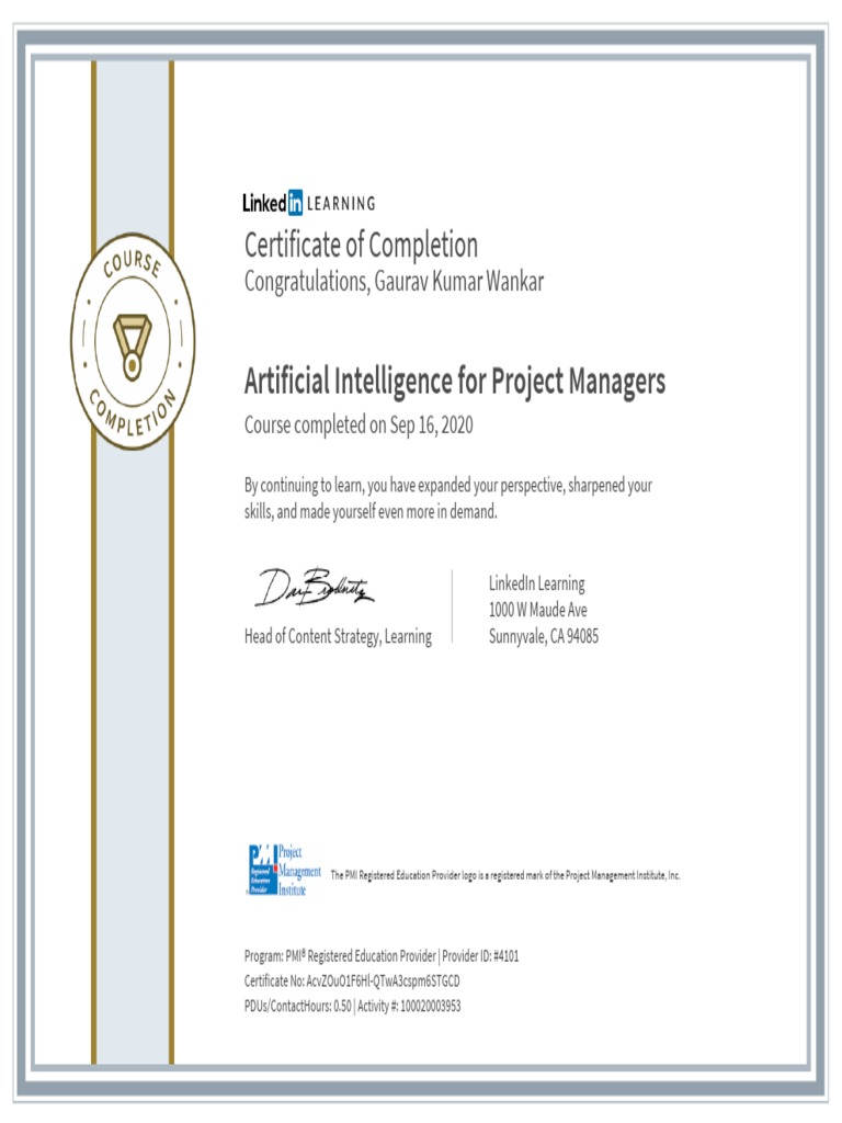 PMI® Artificial Intelligence For Project Managers - Gaurav Kumar Wankar ...