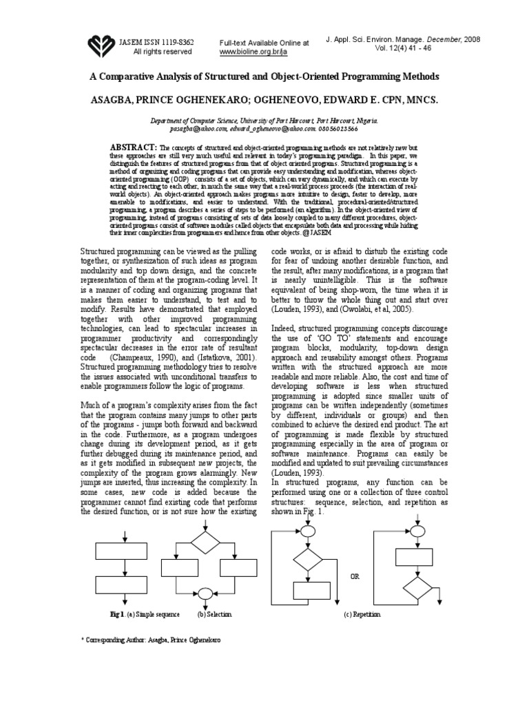 Comparative Analysis of Structured and OOP PDF | Download Free PDF ...