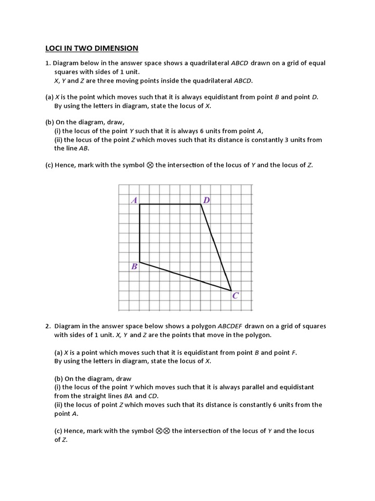 LOCI IN TWO DIMENSION Worksheet | PDF