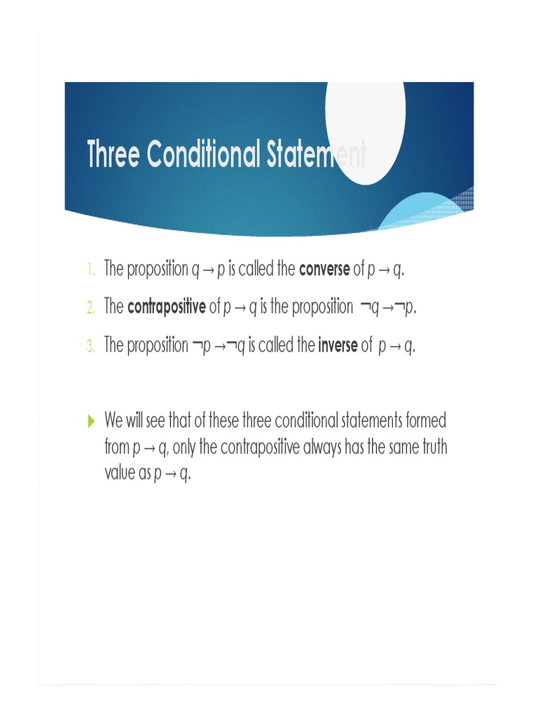 Conditional Statement PDF | PDF | If And Only If | Logical Expressions