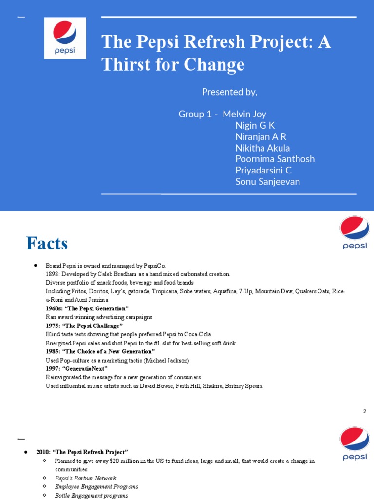 The Pepsi Refresh Project: A Thirst For Change | PDF | Pepsi Co | Business