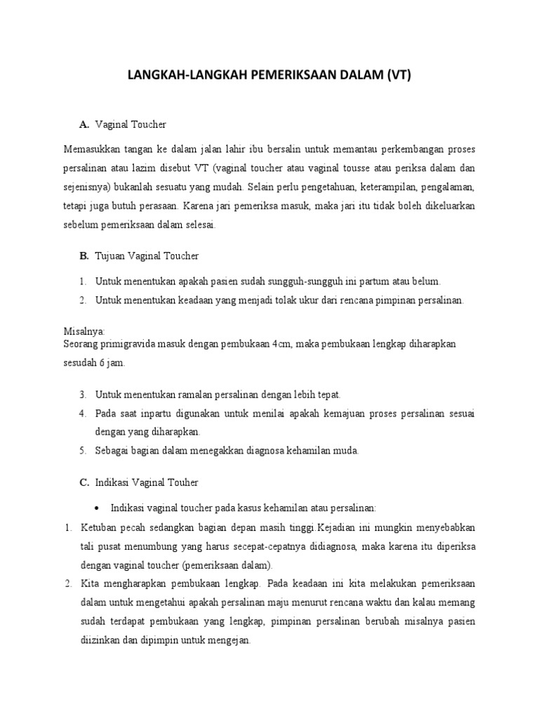 Protap Pemeriksaan Dalam VT | PDF