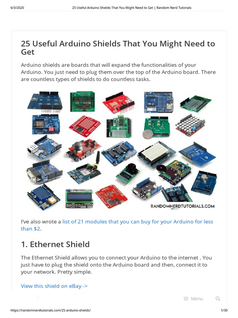 25 Useful Arduino Shields That You Might Need To Get - Random Nerd Tutorials | PDF | Wi Fi | Arduino