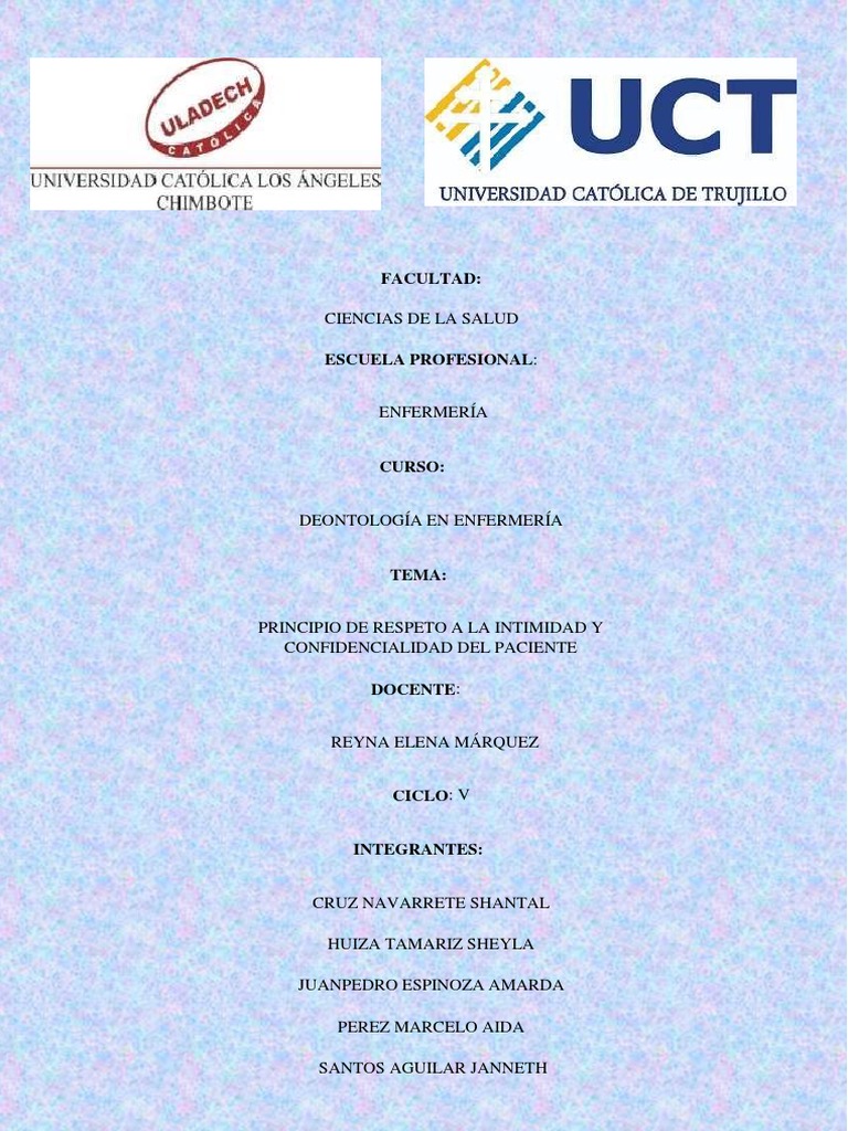 Principios éticos de respeto a la intimidad y confidencialidad del ...