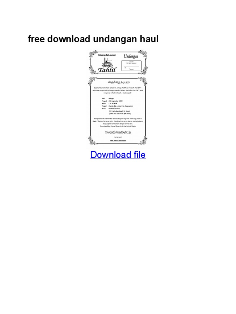 Free Download Undangan Haul | PDF