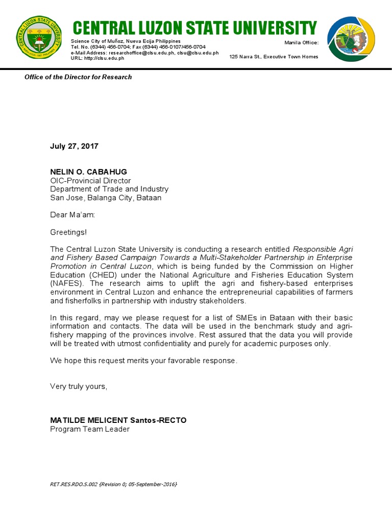 Letter For DTI-Bataan | PDF | Business | Agriculture