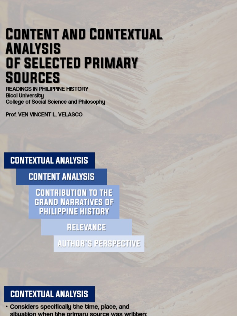 Content and Context Analysis in History | PDF | Narrative | Cognitive ...