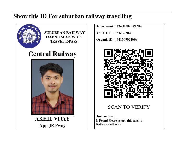 Suburban Railway Travel E-Pass | PDF