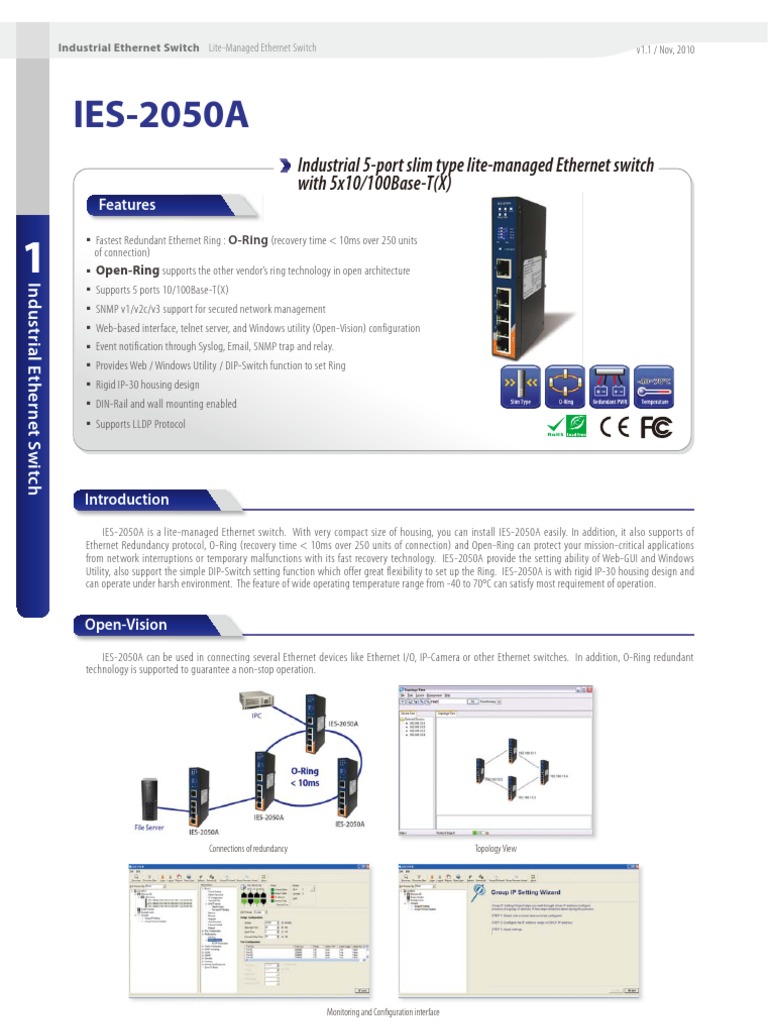 Datasheet IES-2050A v1.1 | PDF | Network Switch | Ethernet