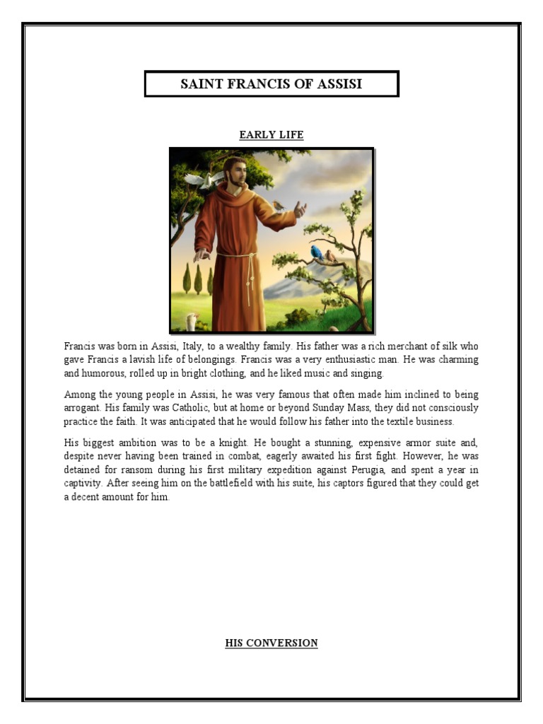Saint Francis of Assisi: Early Life | Download Free PDF | Pope Francis ...
