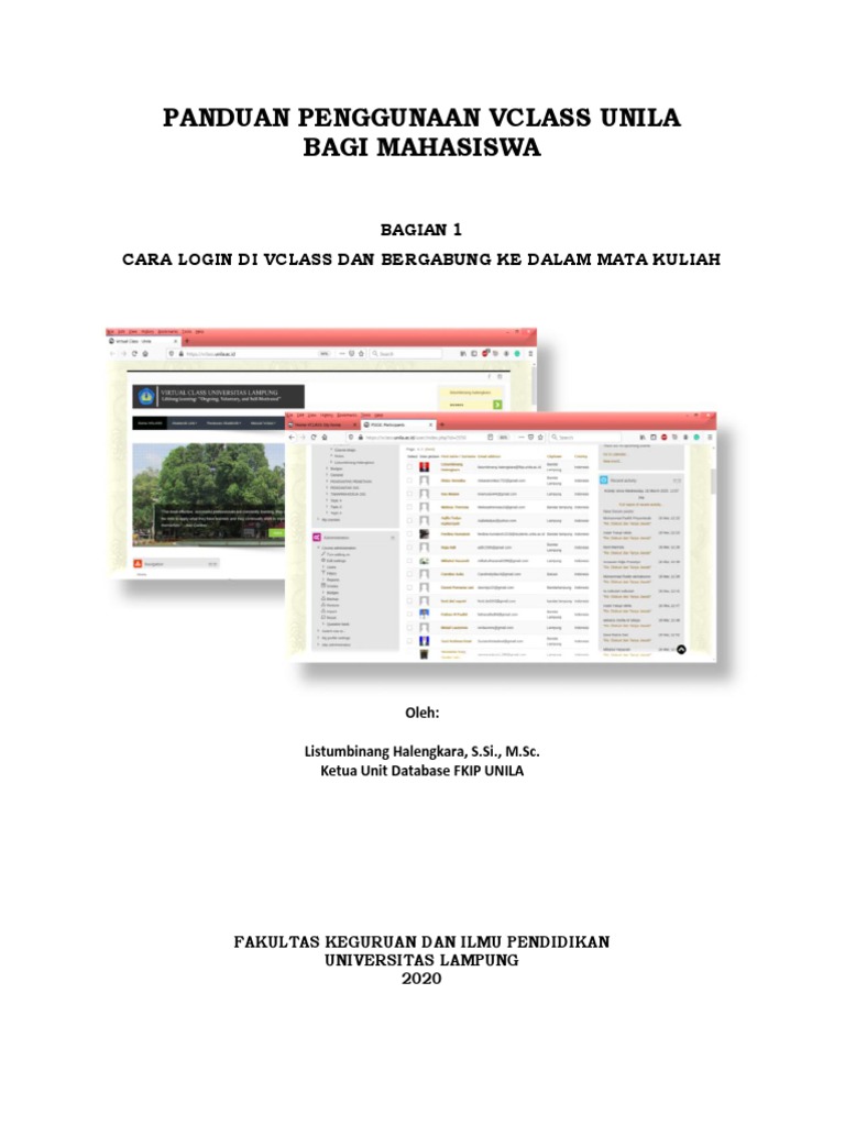 Panduan Penggunaan Vclass Bagi Mahasiswa Bagian 1 - Login Dan Masuk Ke Mata Kuliah | PDF
