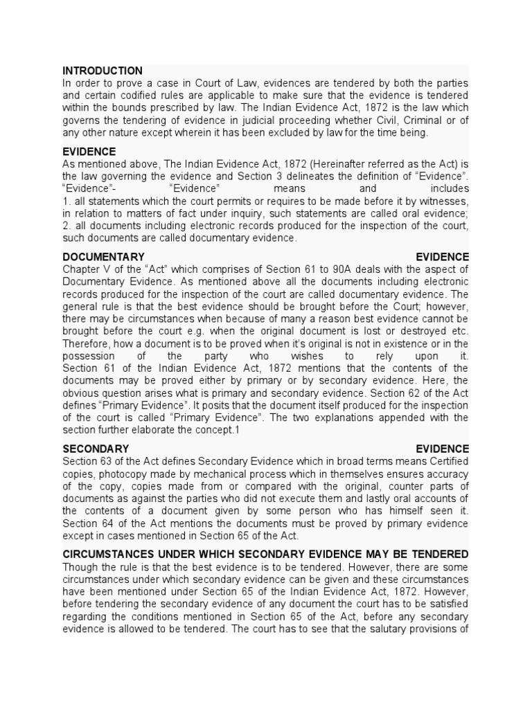 Primary vs Secondary Evidence in Law | PDF | Evidence | Public Sphere