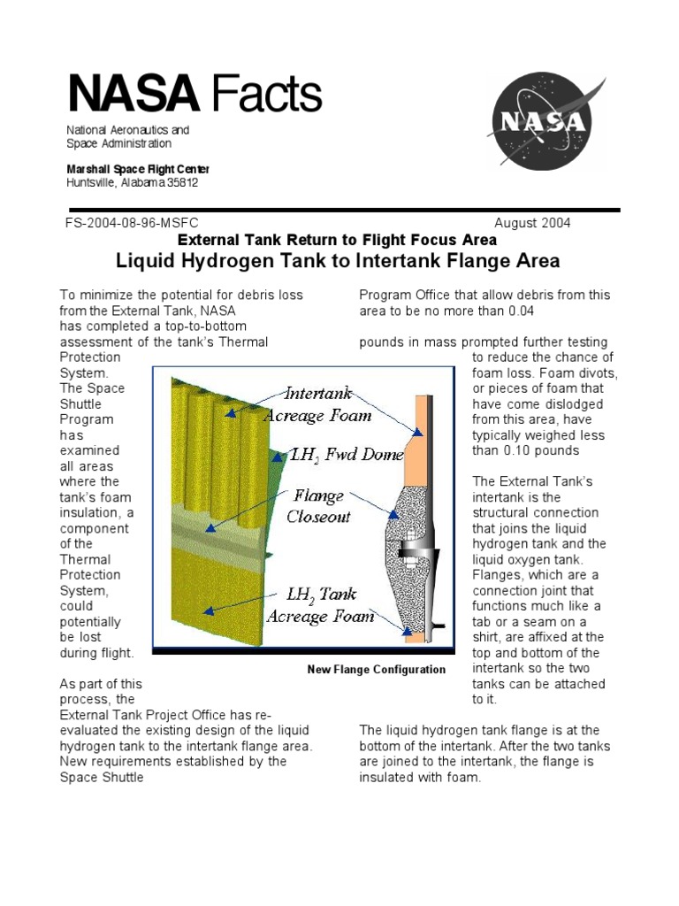 NASA Facts Liquid Hydrogen Tank To Intertank Flange Area | PDF | Space ...